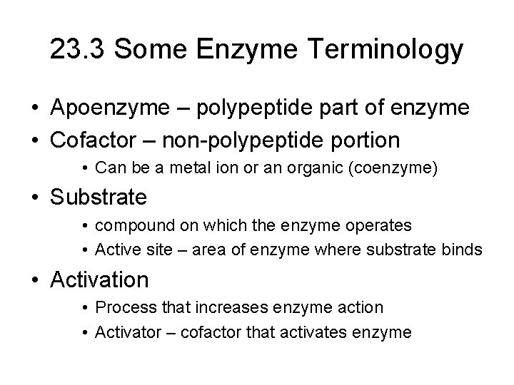 Biochemistry Chapter 23 Enzymes Problem Sets PS 1