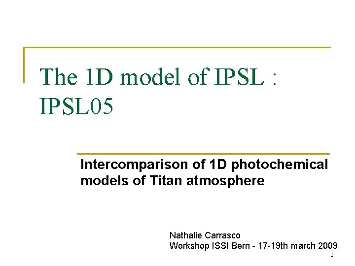 The 1 D model of IPSL IPSL 05
