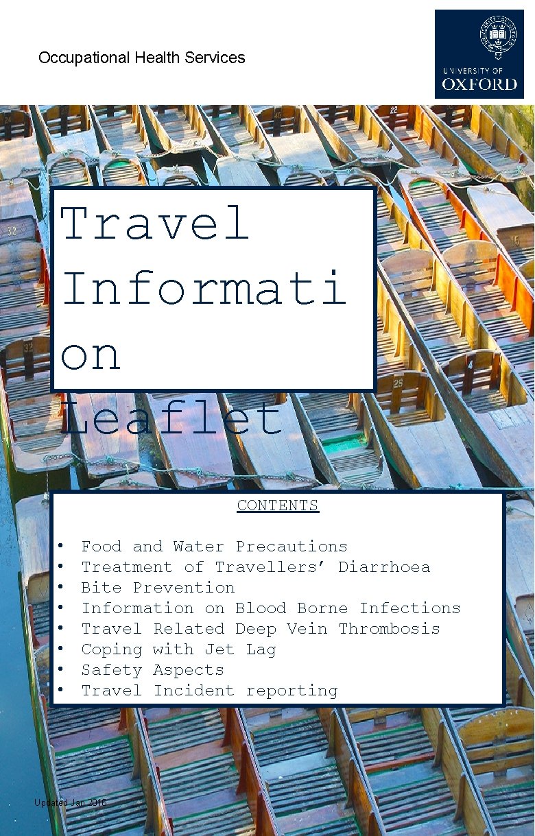 Occupational Health Services Travel Informati on Leaflet CONTENTS