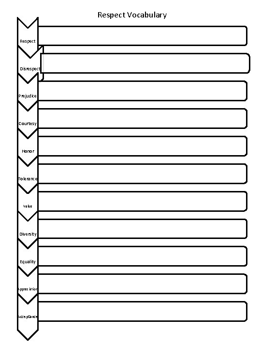 Respect Vocabulary Respect Disrespect Prejudice Courtesy Honor Tolerance