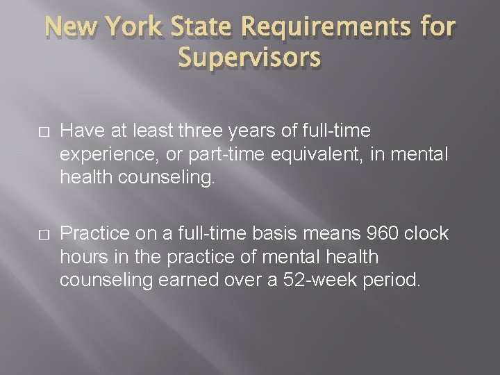 SUPERVISION CLINICAL MENTAL HEALTH COUNSELING James J Colangelo