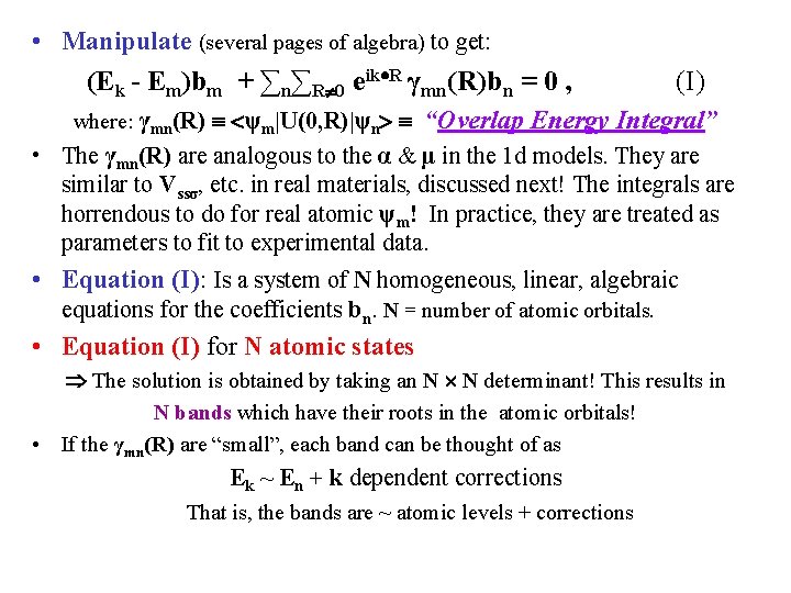 Introduction to the Tightbinding LCAO Method Tightbinding 1