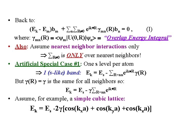 Introduction to the Tightbinding LCAO Method Tightbinding 1