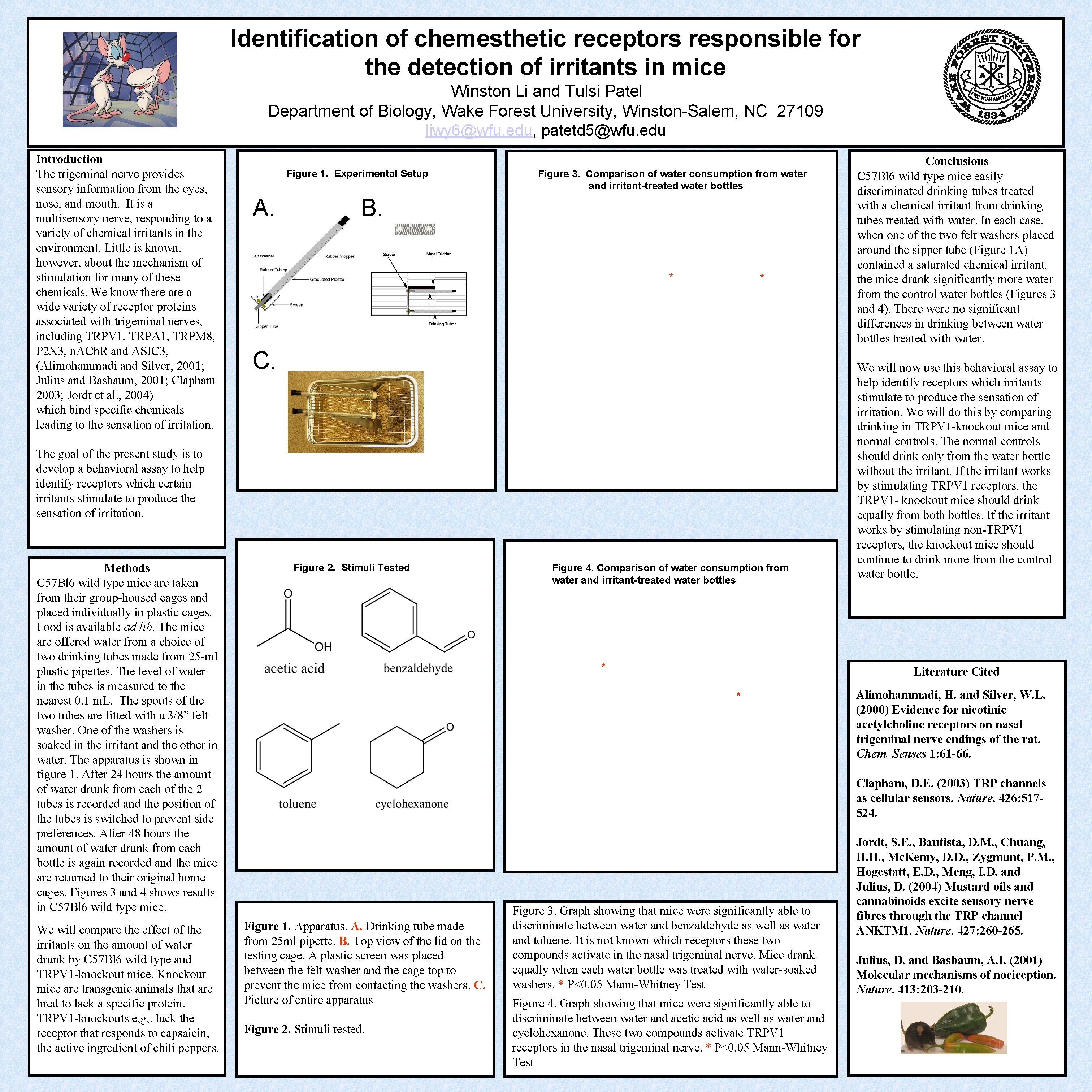 Identification of chemesthetic receptors responsible for the detection