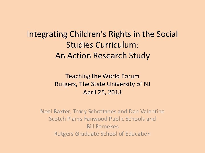 Integrating Childrens Rights in the Social Studies Curriculum