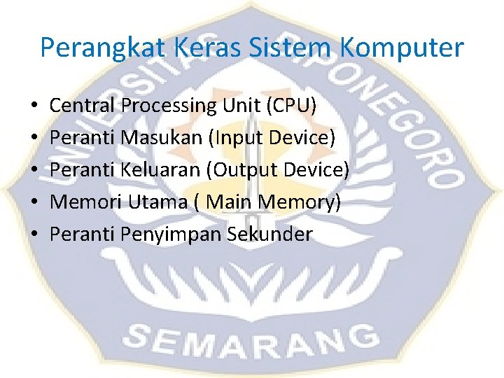 DASAR KOMPUTER DAN PEMOGRAMAN Arsitektur Komputer Teknik Elektro