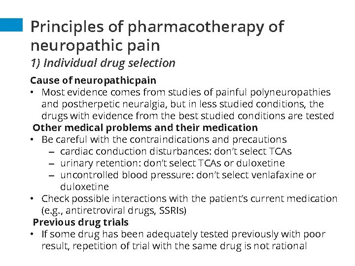 International Pain School Treatment of neuropathic pain High