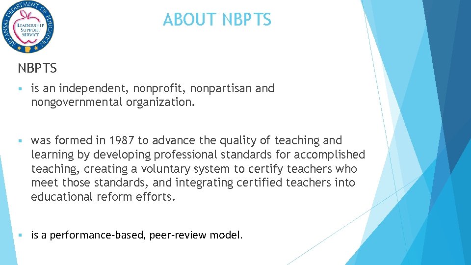 NATIONAL BOARD For Professional Teaching Standards NATIONAL BOARD