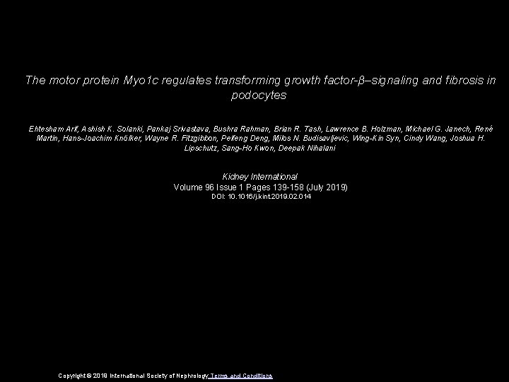 The motor protein Myo 1 c regulates transforming