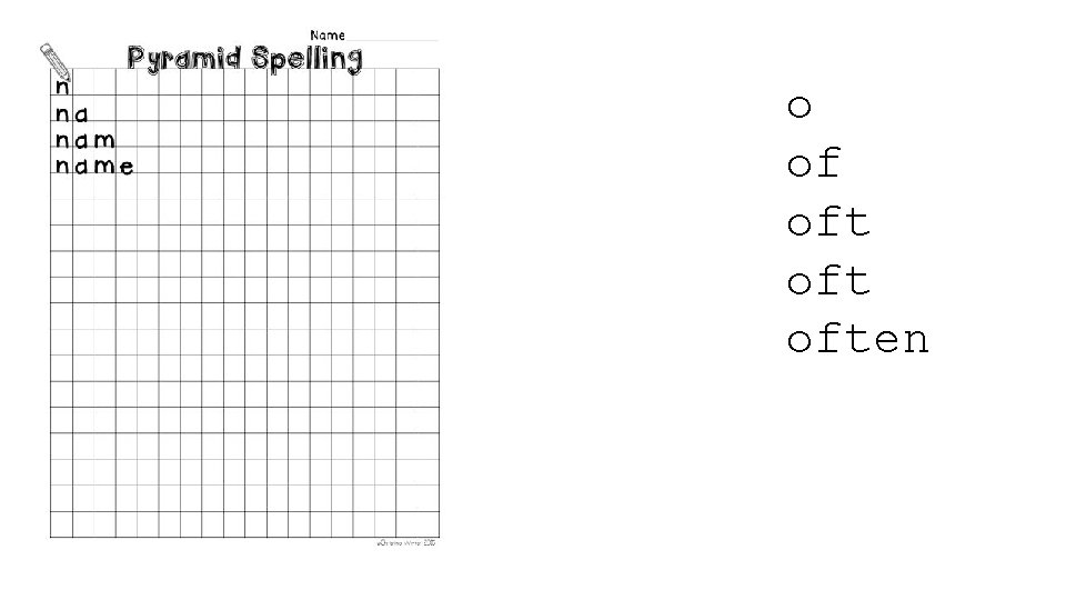 Spellings Parent Dropin th 8 October 2019 Spellings