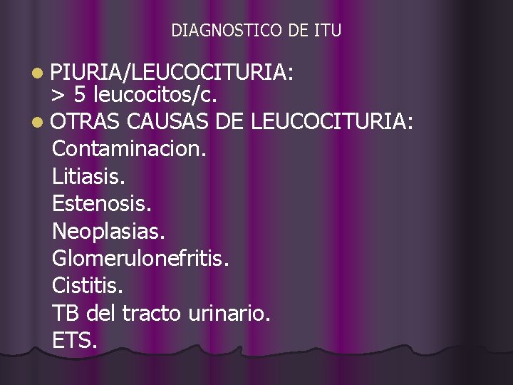 INFECCION DEL TRACTO URINARIO IMPACTO CLINICO DE LA