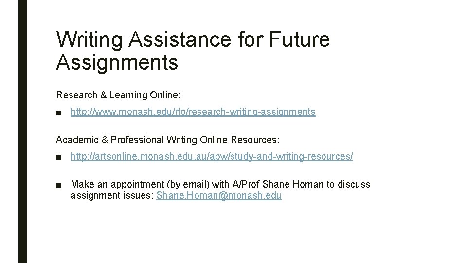 Writing Assistance for Future Assignments Research Learning Online