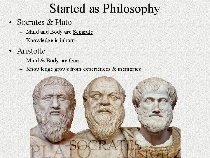 History of Psychology Started as Philosophy Socrates Plato