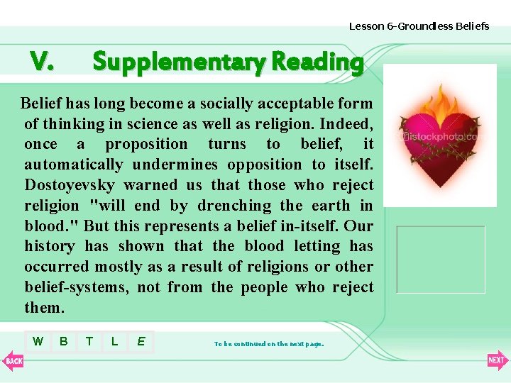Lesson 6 Groundless Beliefs Part Five W B