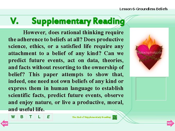 Lesson 6 Groundless Beliefs Part Five W B