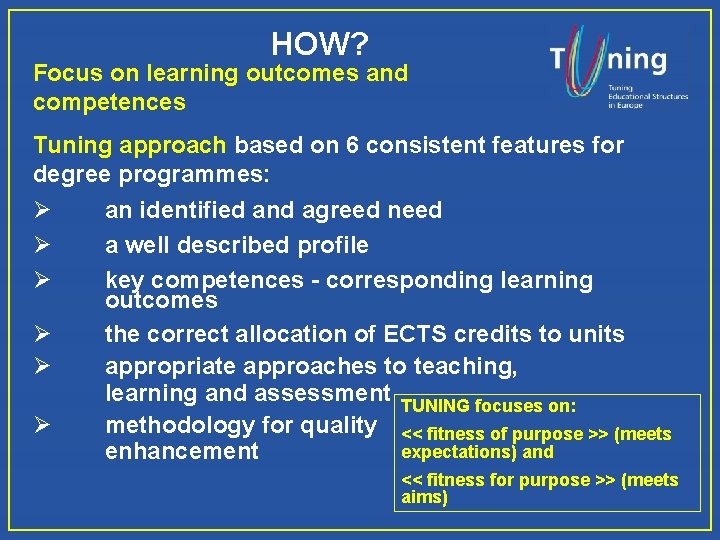 Tuning of Higher Education Programmes on the Basis
