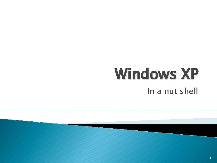 Windows XP In a nut shell 1 Outline