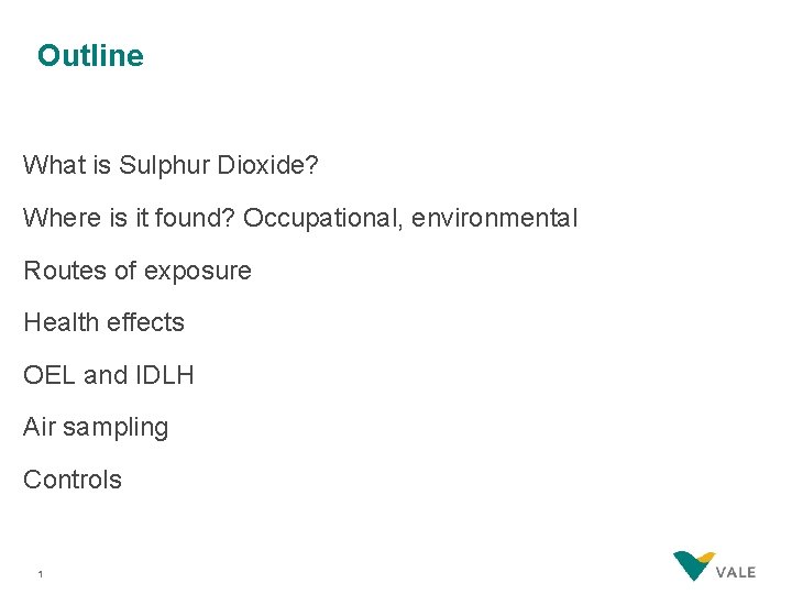 Health Hazards of Sulphur Dioxide SO 2 Outline