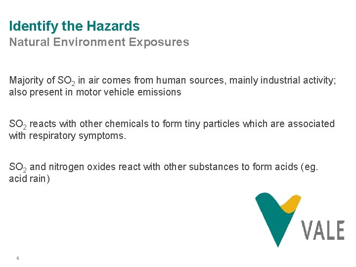 Health Hazards of Sulphur Dioxide SO 2 Outline