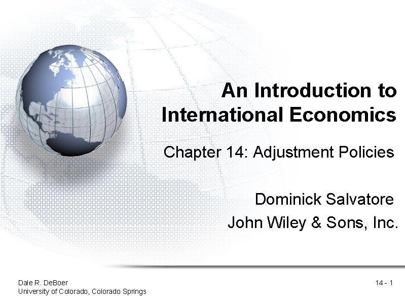 An Introduction to International Economics Chapter 14 Adjustment