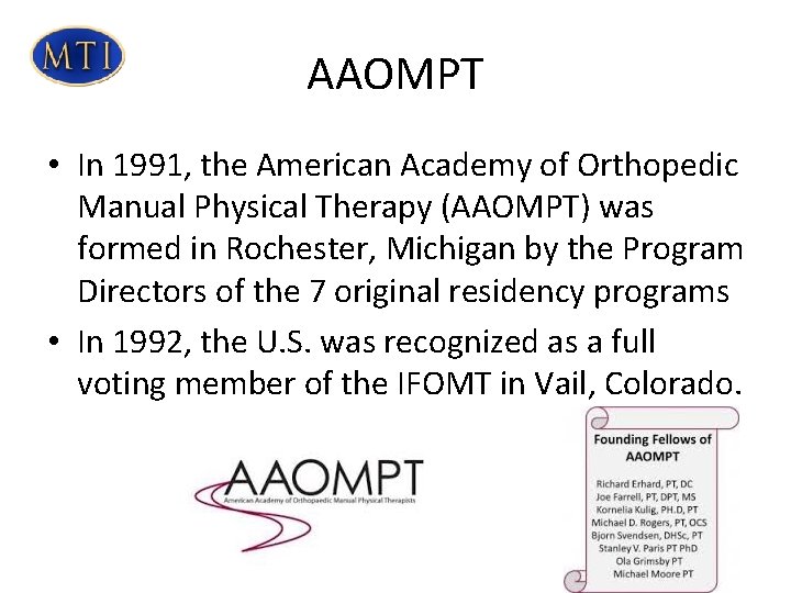 History of Manual Therapy Manual Therapy Manual therapy