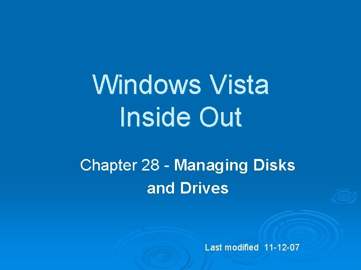 Windows Vista Inside Out Chapter 28 Managing Disks