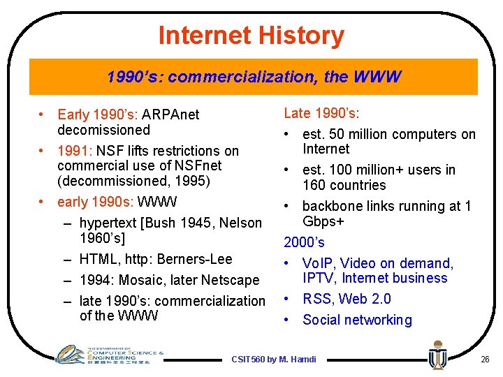 Internet Infrastructure Switches and Routers Mounir Hamdi Head