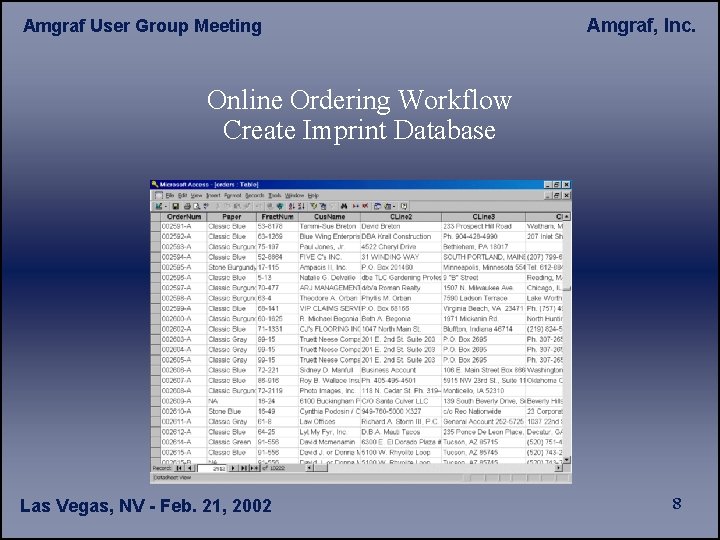 Amgraf User Group Meeting Amgraf Inc Online Ordering
