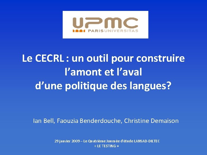 Le CECRL un outil pour construire lamont et