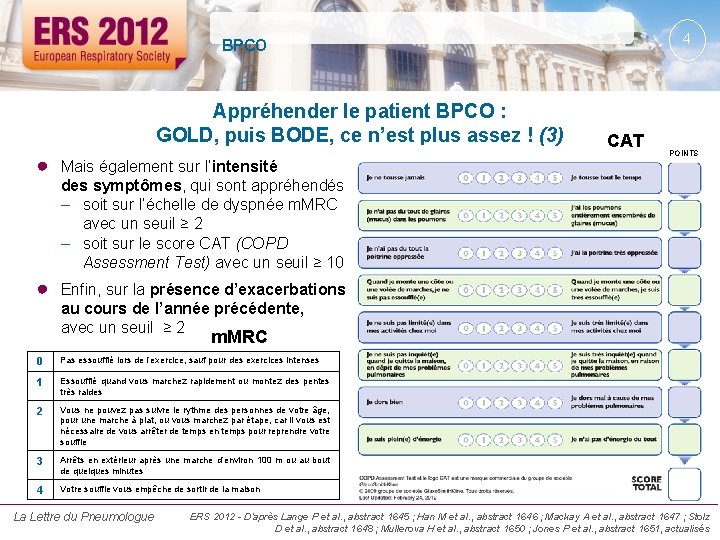 CHAPITRE II BPCO La Lettre du Pneumologue BPCO