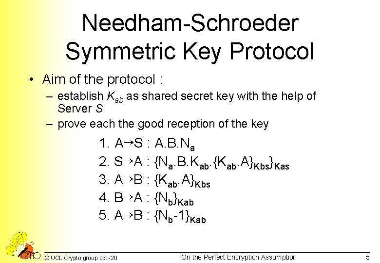 On the Perfect Encryption Assumption in the Study