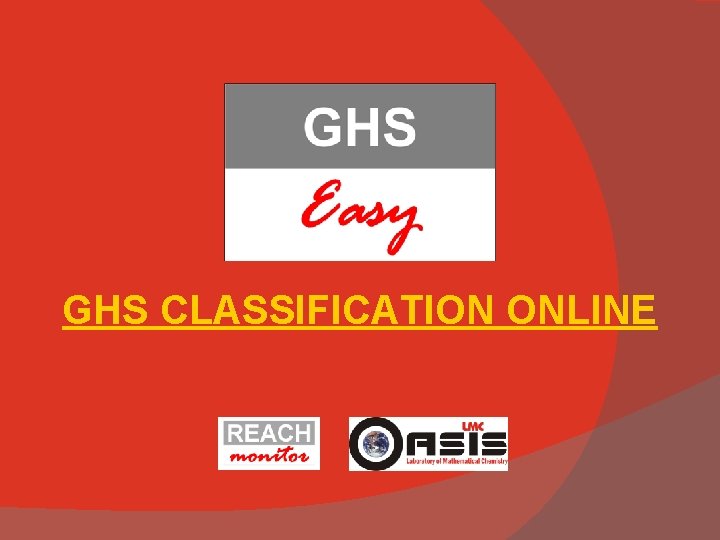 GHS CLASSIFICATION ONLINE Registration Click on Register Registration