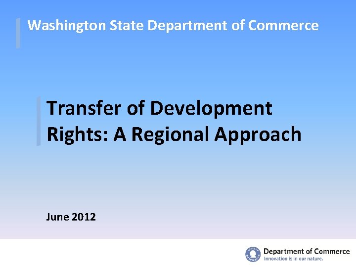 Washington State Department of Commerce Transfer of Development