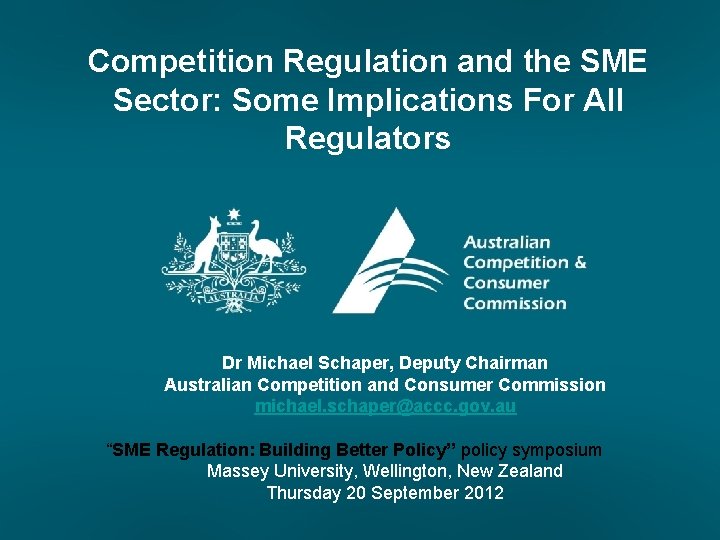Competition Regulation and the SME Sector Some Implications