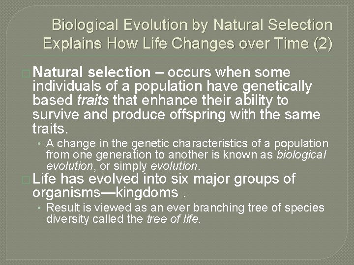 Biodiversity and Evolution Chapter 4 Miller and Spoolman