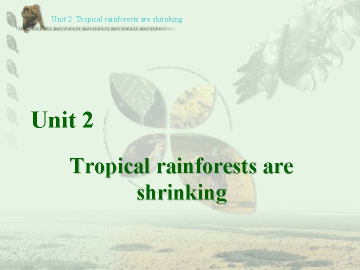 Unit 2 Tropical rainforests are shrinking Unit 2