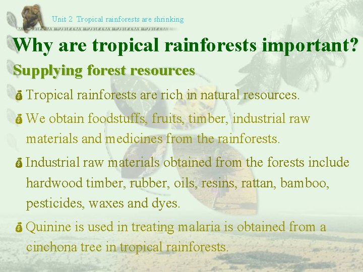 Unit 2 Tropical rainforests are shrinking Unit 2