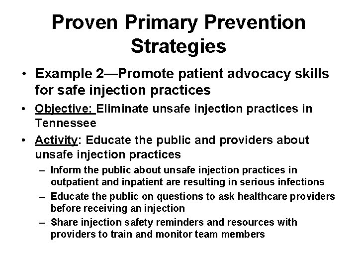 Primary Prevention Initiative Healthcare Associated Infections Module ...