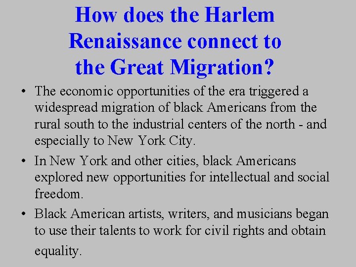 The Harlem Renaissance of the 1920 s Take