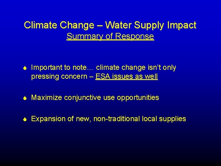 Climate Change and Water Supply An Urban Water