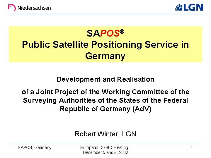 SAPOS Public Satellite Positioning Service in Germany Development