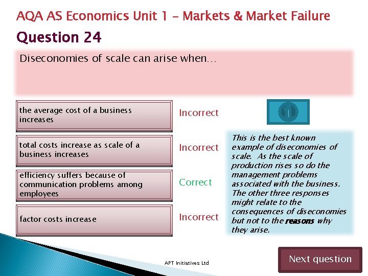 Multiple Choice Questions for AQA AS Economics UNIT