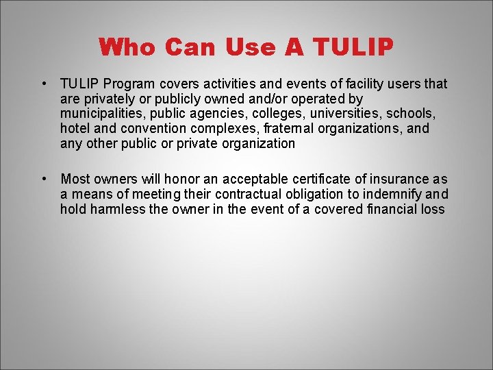 Third Party Liability and the TULIP Henry D