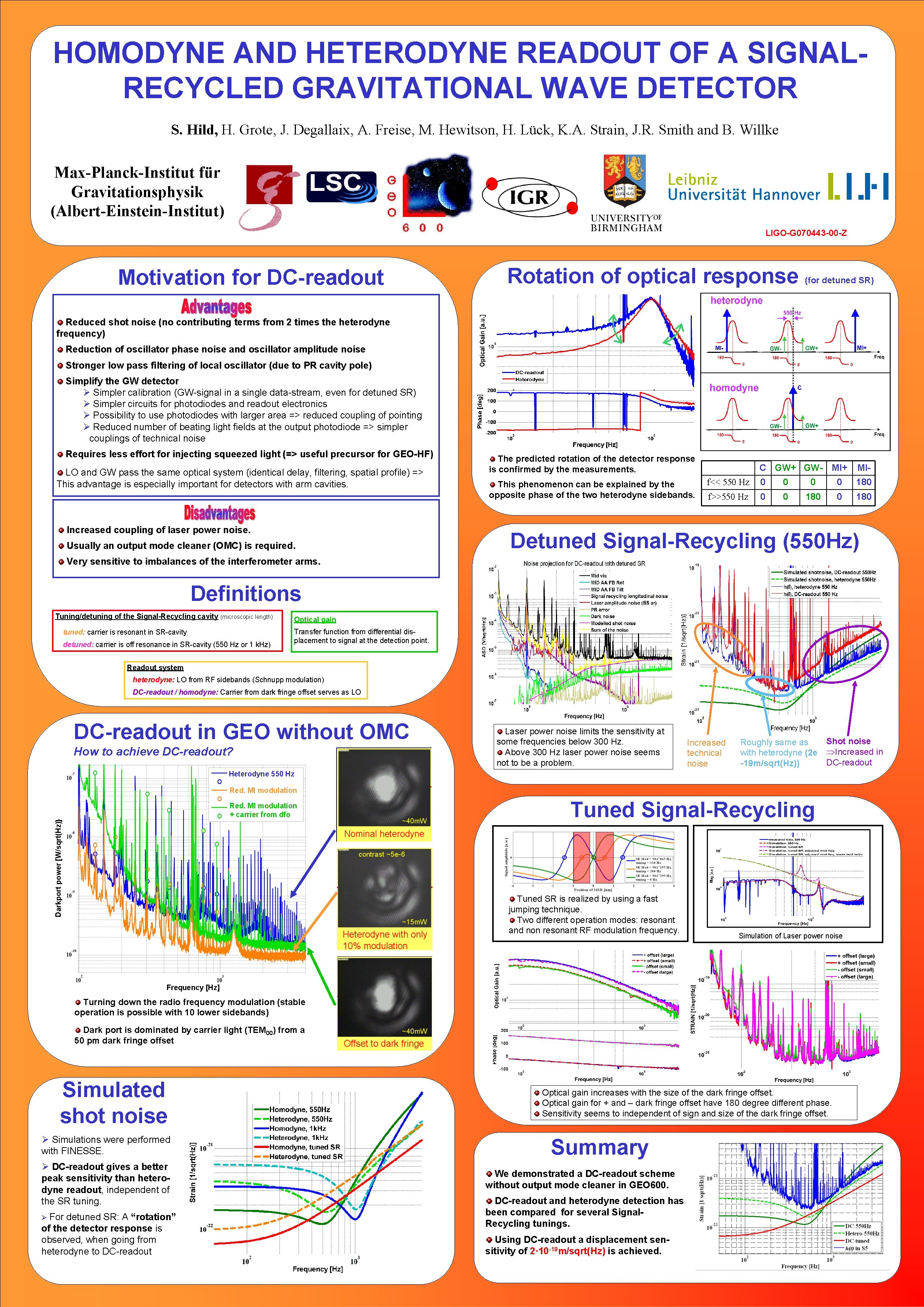 HOMODYNE AND HETERODYNE READOUT OF A SIGNALRECYCLED GRAVITATIONAL