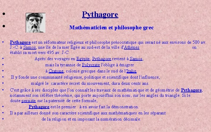Citations de Pythagore Prsentes par Nicole Automatique Pythagore