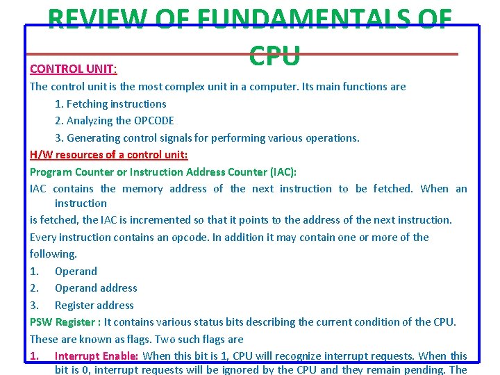 EC 6009 ADVANCED COMPUTER ARCHITECTURE UNIT I FUNDAMENTALS