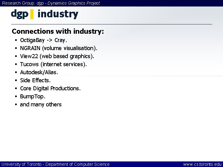 Research Group Profile Dynamic Graphics Project dgp www