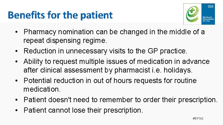 Electronic Prescription Service Electronic Repeat Dispensing e RD