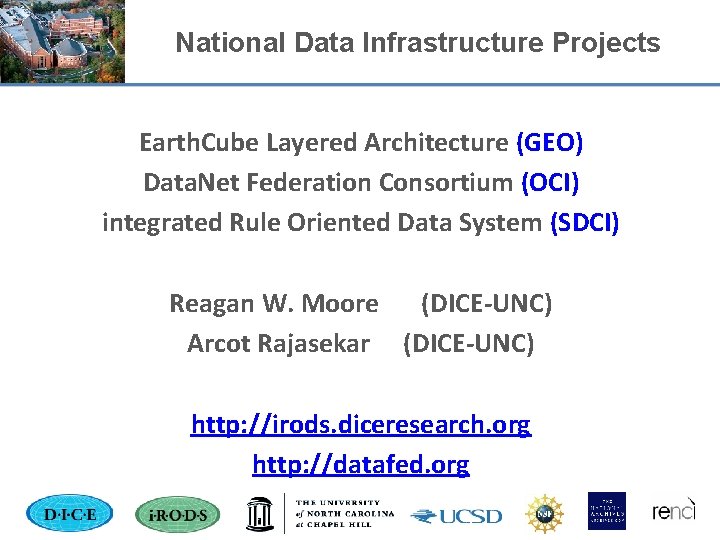 National Data Infrastructure Projects Earth Cube Layered Architecture