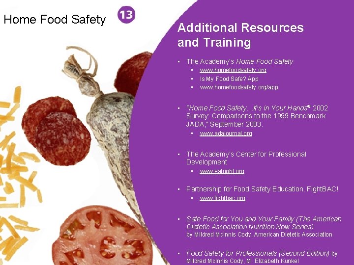 Home Food Safety Academy of Nutrition and Dietetics